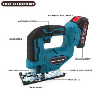 21V Cordless Jigsaw Electric Jig Saw Woodworking Power Tool ...