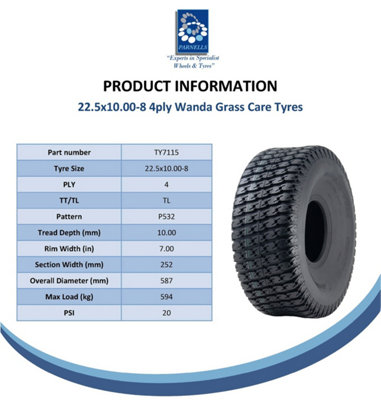 22.5x10.00-8 4ply Grass tyre for John Deere Gator, turf, lawn, utility