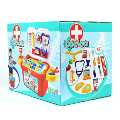 22 Pack Kids Dentist Surgeon Vet Kit Stethoscope, Lab Coat Cap, Dr ...