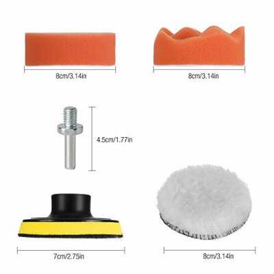 22 PIECE CAR POLISHING & BUFFING PAD SET FOR DRILL - SPONGE, WOOL ...
