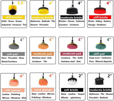 22 Piece Drill Cleaning Attachment Set - High-speed Rotation With High ...