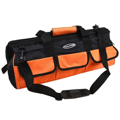22'' Tool Bag 18 Pocket Hard Base Nylon Pouch Storage Toolbag Heavy Duty TB016 | DIY at B&Q