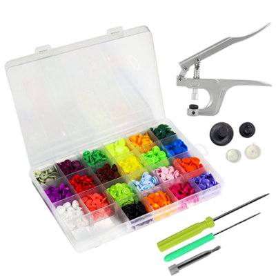 220 Sets Plastic Snap with Fixing Pliers, T3 KAM Snap 15 Colour Snap ...