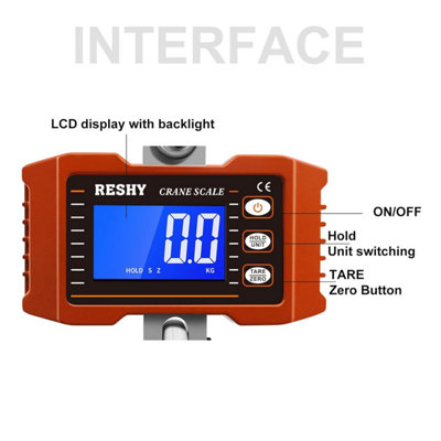 2200lb/1000kg Digital Crane Scale, Heavy Duty Hanging Scale CE ...