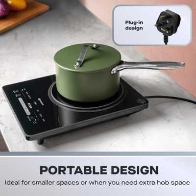 2200W SINGLE HOT PLATE INDUCTION HOB FREE STANDING COMPACT COUNTER TOP