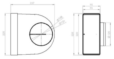 220mm x 90mm Megaduct Plenum with 125mm Fixed Spigot. Large Flat ...