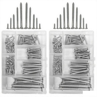 220PK WOOD SCREWS ASSORTED SELECTION SET BOX MIXED COUNTERSUNK