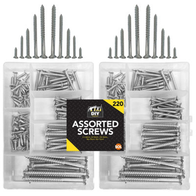 220pk Wood Screws Assortment, Countersunk Screw Set with Storage Box ...