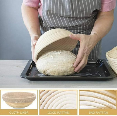 22cm Bread Proofing Basket with Linen Liner - Sourdough Dough Rising ...