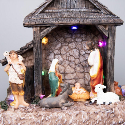 22cm LED Light Up Christmas Nativity Scene Set Jesus Christ Birth Crib ...