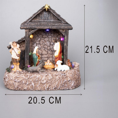 22cm LED Light Up Christmas Nativity Scene Set Jesus Christ Birth Crib ...