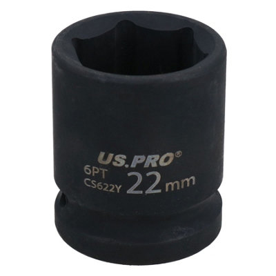 22mm Metric Shallow Impact Impacted European Style Socket 1/2" Drive 6 ...