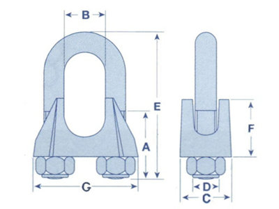 22MM Wire Rope Grips x10 - Galvanised DIN741 Bulldog Cable Clip