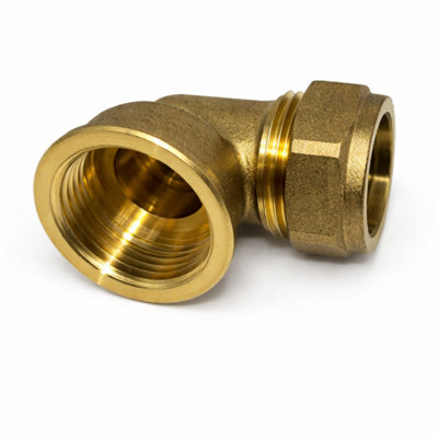 22mm x 1" Brass Compression Female Elbow - 90 degrees Compression to BSP FI
