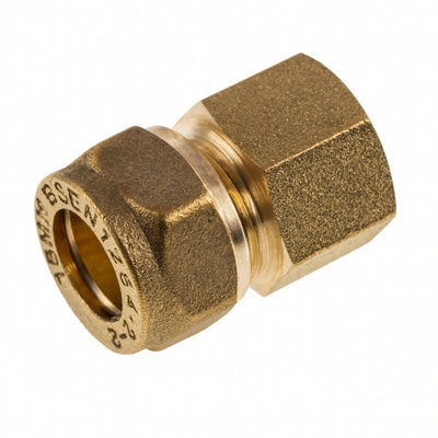 22mm x 1" Compression Female Iron Coupling - DZR Brass Pipe Fitting J601