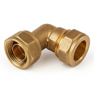 22mm x 3/4" Bent Tap Connector - Brass Compression Elbow for Tap & Pipe ...