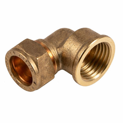22mm x 3/4 Inch Compression x Female Iron Brass Elbow for Copper Pipe ...