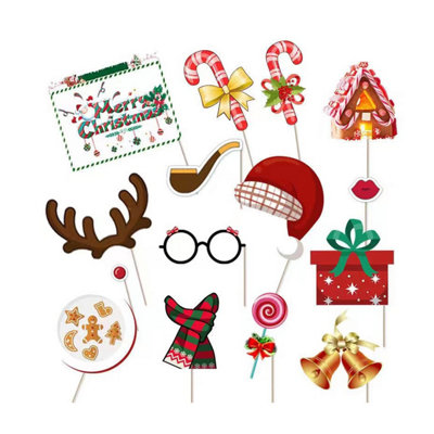 22pcs Christmas Party Props Photo Booth Props Assorted Design Xmas ...