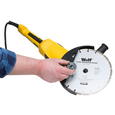 2300w Angle Grinder Wolf 230mm Corded with Diamond Disc