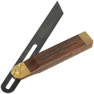 230mm Adjustable Hardwood Bevel - Blackened Steel - Brass End& Wing Nut ...