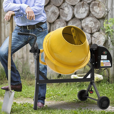 230V 220 W Electric Portable Cement Concrete Mixer with Wheels 63 L