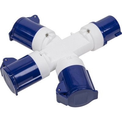 230V 3-way 16A Splitter - IP44 Rated Connector - 3 x 2P+E 16A Sockets ...