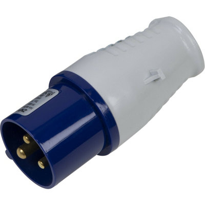 230V Blue 2P+E Plug - Industrial 16A 2P+E Site Plug Connector - IP44 ...
