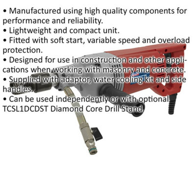 230V Diamond Core Drill with Variable Speed and Overload Protection for ...
