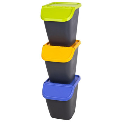 23L Set Of 9 (Blue, Green & Yellow) Colour Coded Waste Segregation Home ...