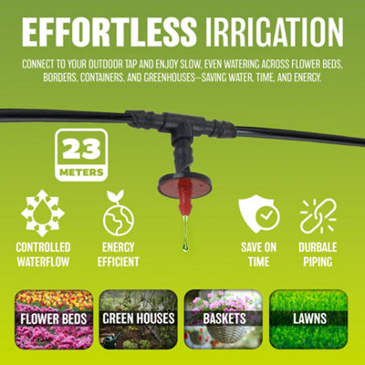 23m Micro Irrigation System Kit 71pc Automatic Garden Plant Greenhouse ...