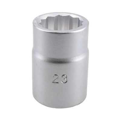 23mm 3/4" Drive Socket 12 Sided 50mm HGV Satin Finish Chrome Vanadium Steel