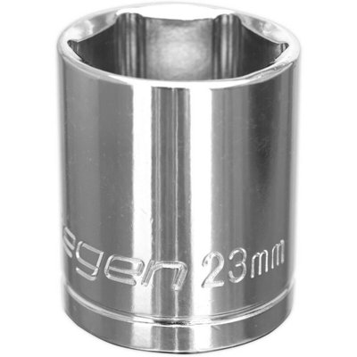 23mm Chrome Plated Drive Socket - 1/2" Square Drive - High Grade Carbon ...