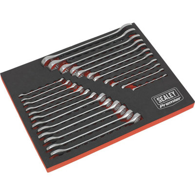 23pc Slim Handled Combination Spanner Set 12 Point Metric & Imperial ...