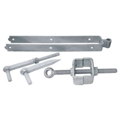 24" 600MM ADJUSTABLE DOUBLE STRAP FIELD GATE HINGE SET GALVANISED HEAVY ...
