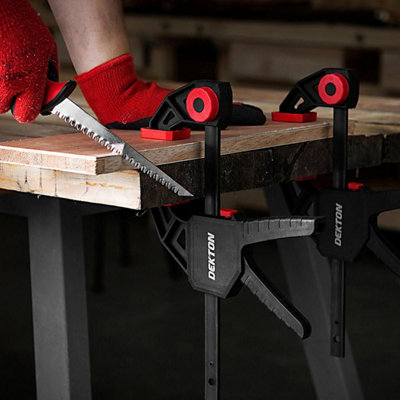 24'' Bar Clamp Wood Working F Clamp Grip Ratchet Quick Release Squeeze