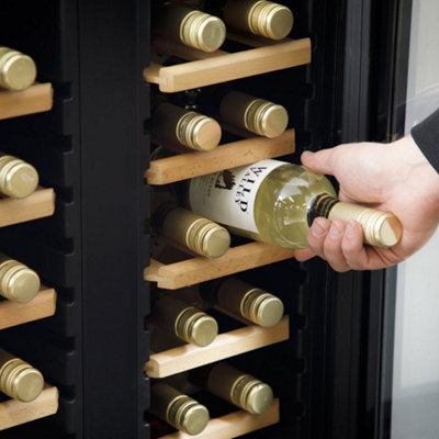 24 Bottle Dual Zone Freestanding Wine Cooler Fridge - LED Backlit BLACK ...