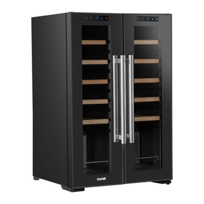 24 Bottle Dual Zone Freestanding Wine Cooler Fridge - LED Backlit BLACK ...