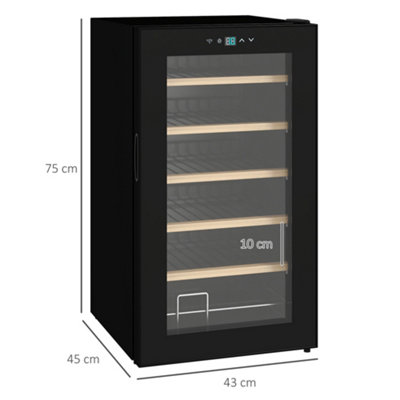 24 Bottles Wine Fridge with Glass Door Digital Touch Screen Control LED ...