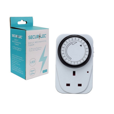 24 Hour Timer Plug UK 3 Pin Daily Mechanical Timer 15 Minute Segments ...