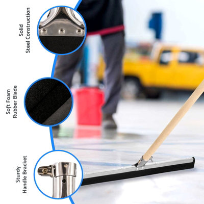 24 Inch Floor Squeegee Wet Floor Wiper Rubber Squeegee with 120cm ...