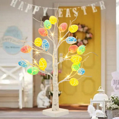 24 LED Easter Tree with 25 Colourful Easter Egg Decorations