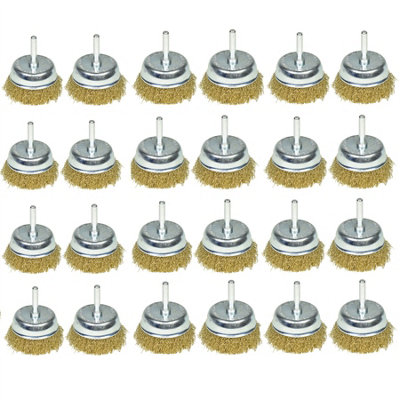 24 Pack 75mm Wire Cup Brush for Drills Steel Brass Coated Rust Paint ...