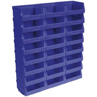 24 PACK Blue 105 x 85 x 55mm Plastic Storage Bin - Warehouse Parts ...