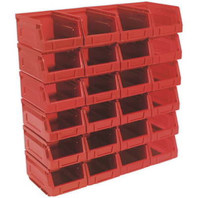 24 PACK Red 105 x 165 x 85mm Plastic Storage Bin - Warehouse Parts ...