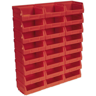 24 PACK Red 105 x 85 x 55mm Plastic Storage Bin - Warehouse Parts ...