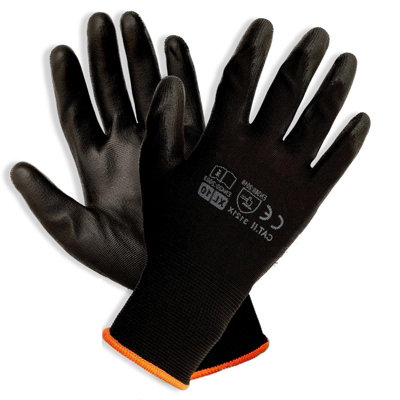 Black nylon pu safety work gloves store