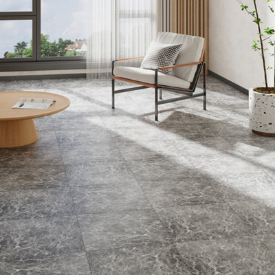 24 pcs Marble Effect Self Adhesive Vinyl Floor Tiles Set, Peel and ...