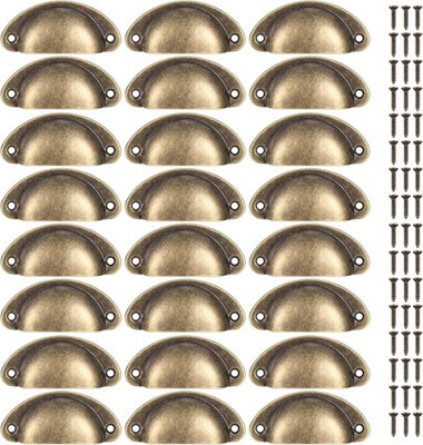 24 Pcs Shell Cup Handles, Semi Circle Drawer Pull Handle, Metal Kitchen ...