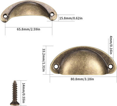 24 Pcs Shell Cup Handles, Semi Circle Drawer Pull Handle, Metal Kitchen ...