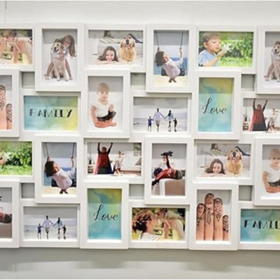 24 Pictures Multi Aperture Photo Frame For 24 Photos Holds 6x4 Inch White